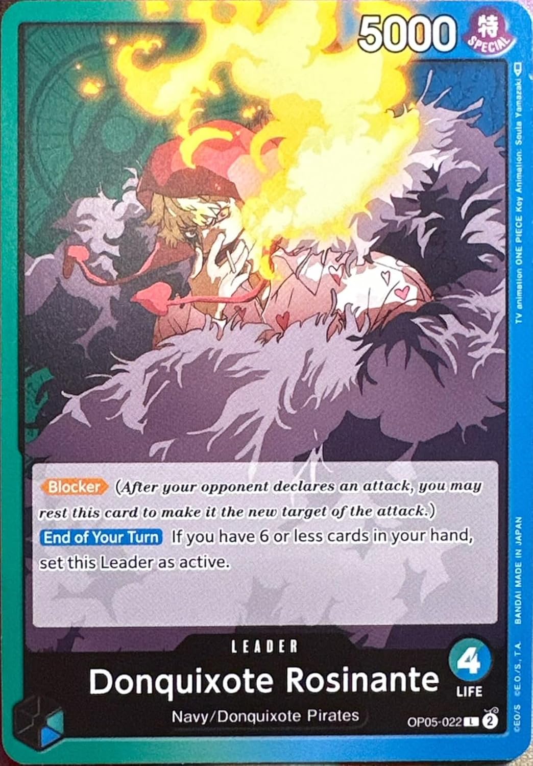 Amazon.com: One Piece Donquixote Rosinante Leader Card OP05-022 ...