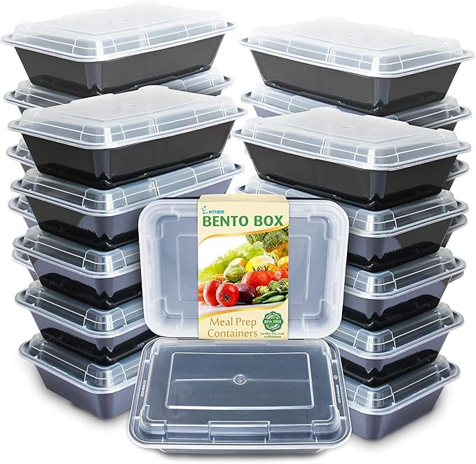Amazon.com: Enther Meal Prep Containers 20 pack 1 Compartment with Lids ...
