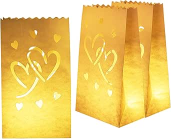 Amazon.com: Homemory Valentine's Day 50 PCS White Luminary Bags with ...
