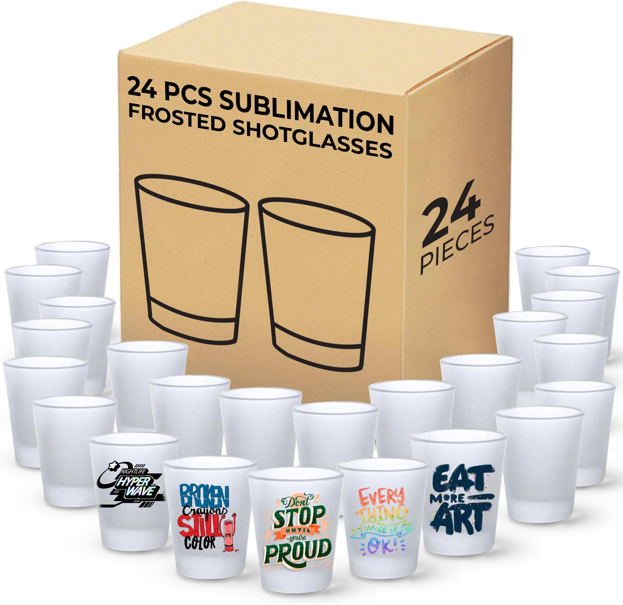 Amazon.com | YOUKE OLA 36 Pack Sublimation Shot Glasses Cups with Heavy ...