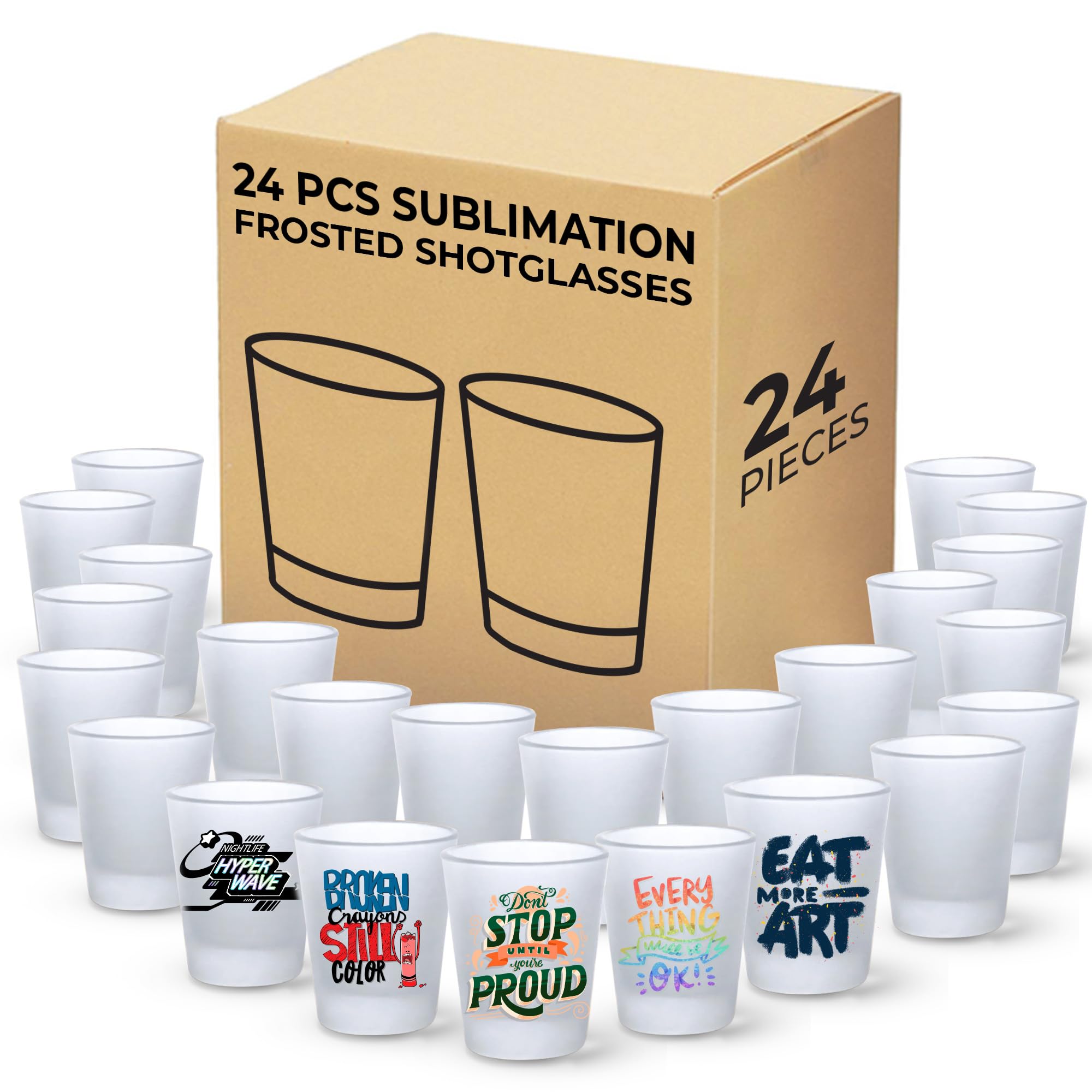 Amazon.com | Your Dream Party Shop Sublimation Shot Glasses 24 Pcs, 1.5 ...
