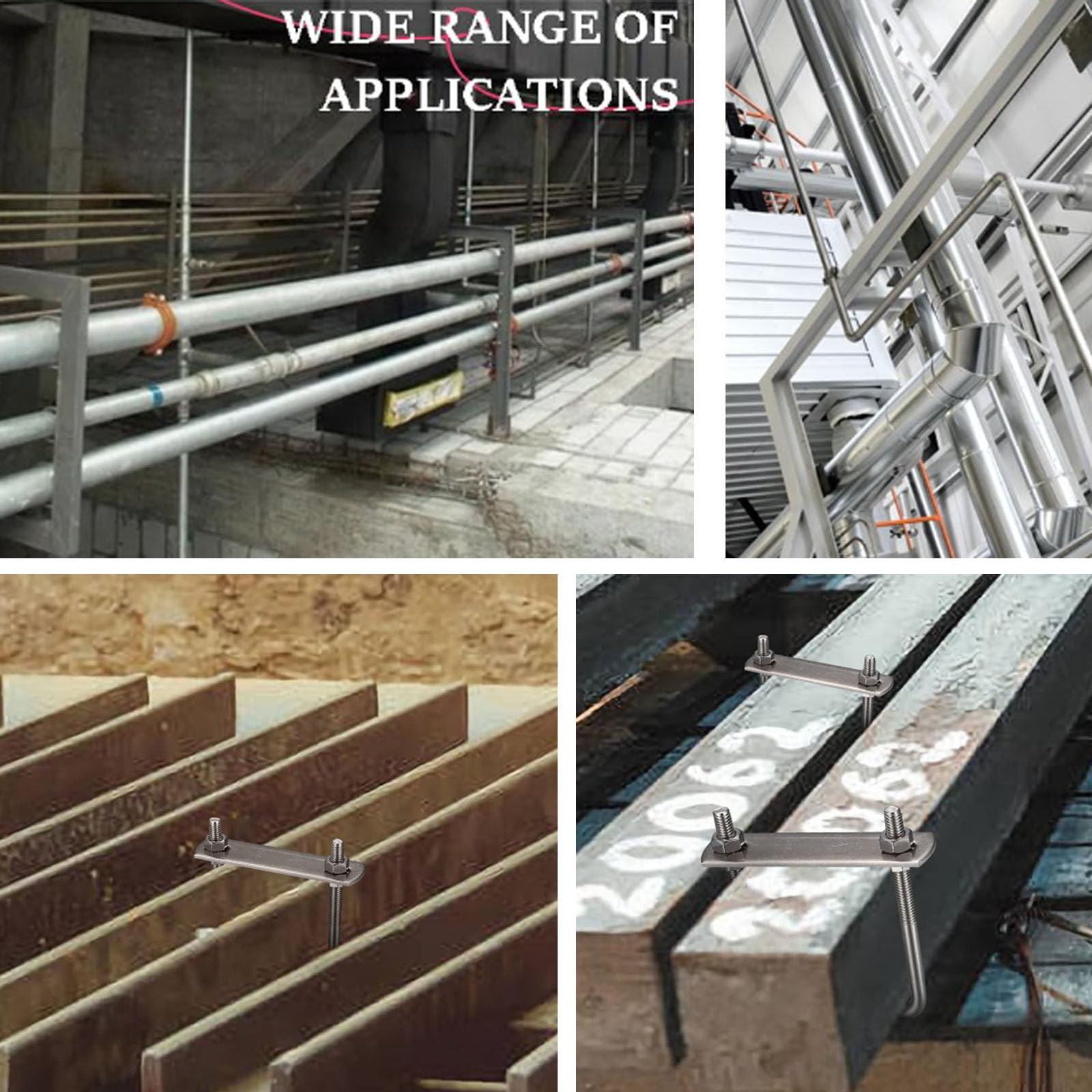 TA-VIGOR 2 sets M8 Round U-Bolts, 31mm Inner Width 90mm Length Steel U ...