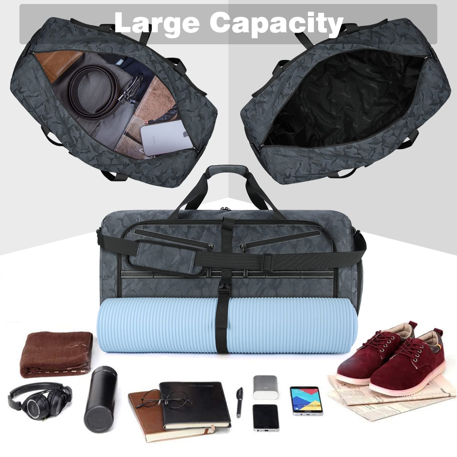 Snapklik.com : Travel Duffel Bag For Men Women 65L Waterproof Overnight ...