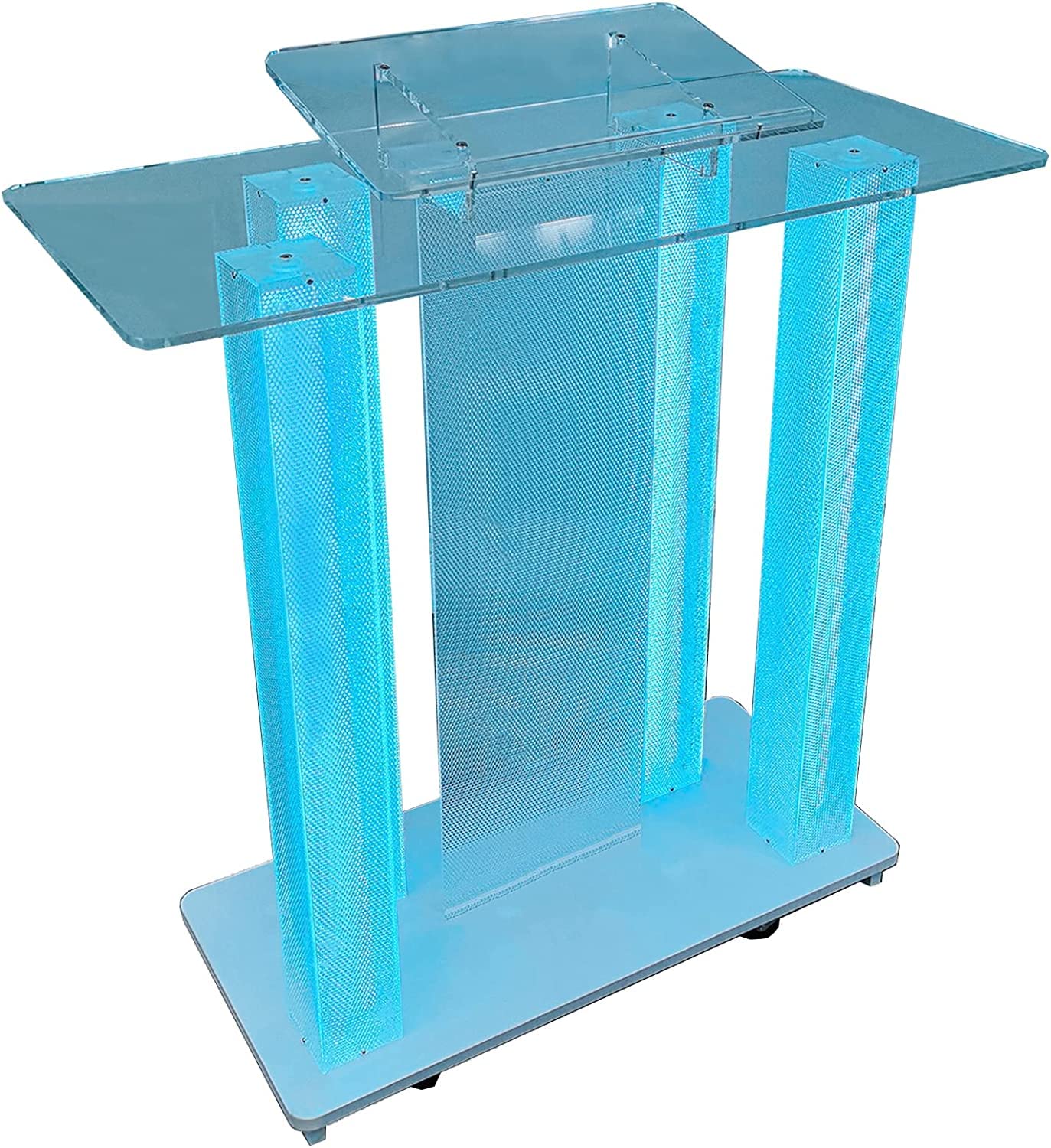 Latizi Church Pulpit With Rollers Acrylic Light Blue Podium Led ...