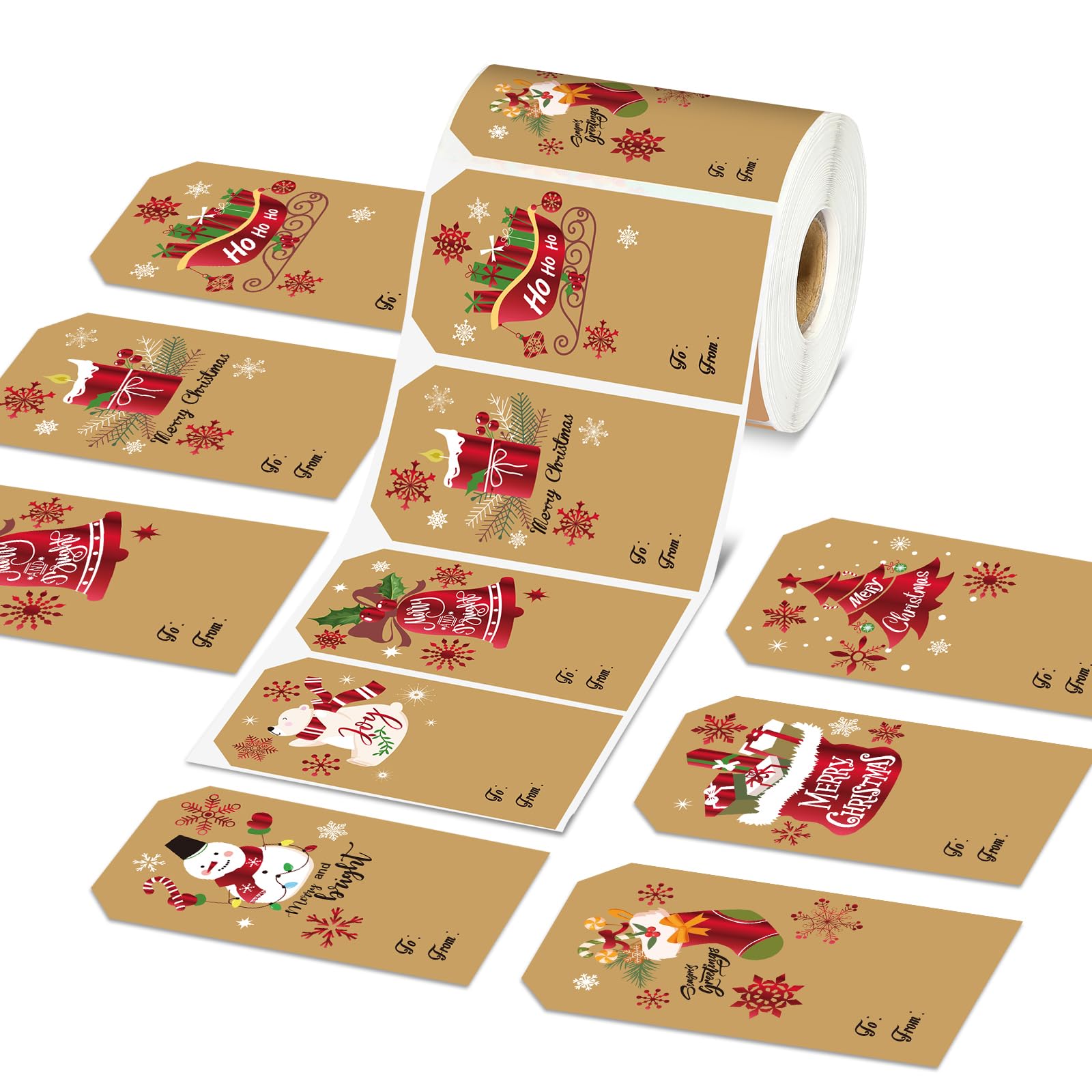 Amazon.com: Funrous 600 Pieces Christmas Gift Tags Stickers Self ...
