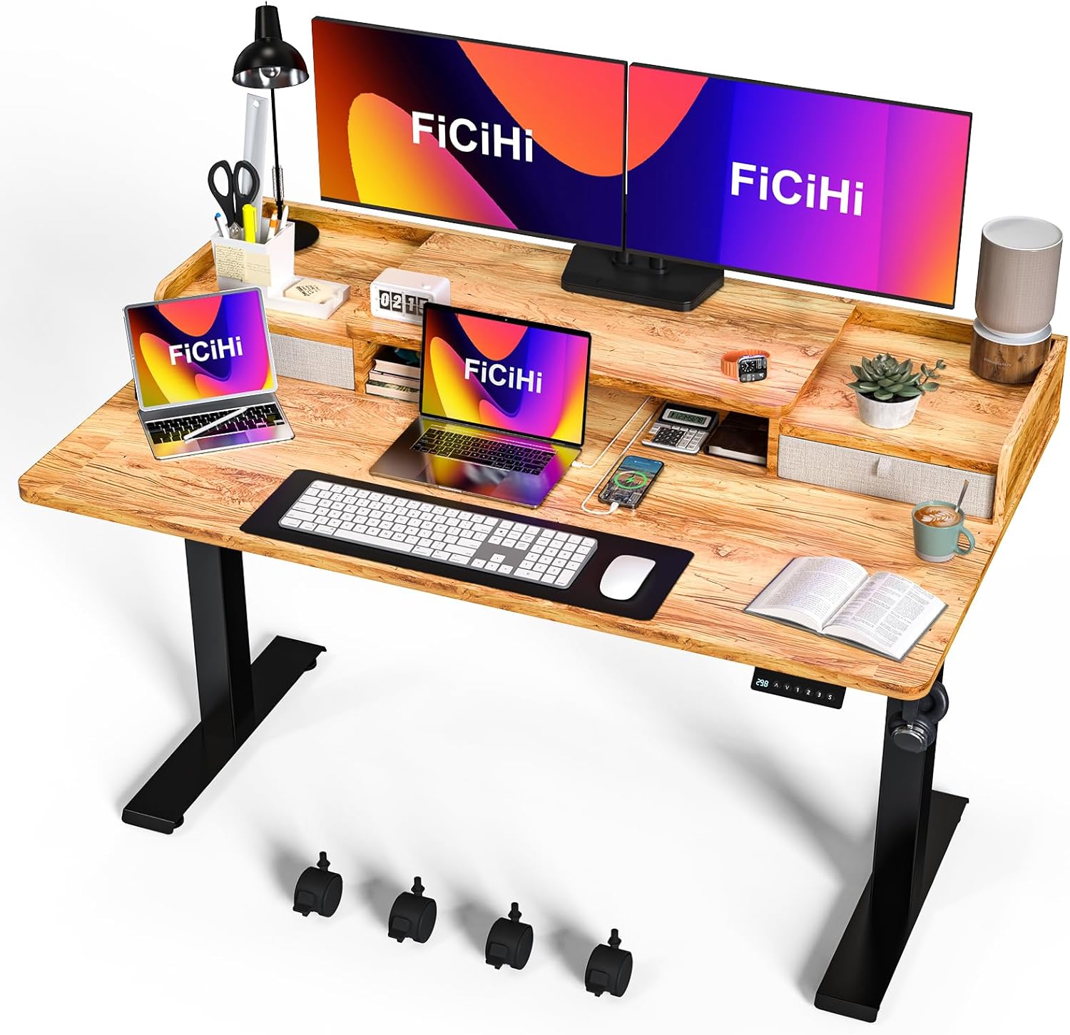 Amazon.com: FiCiHi 48x30 Inch Electric Standing Desk with Drawers ...