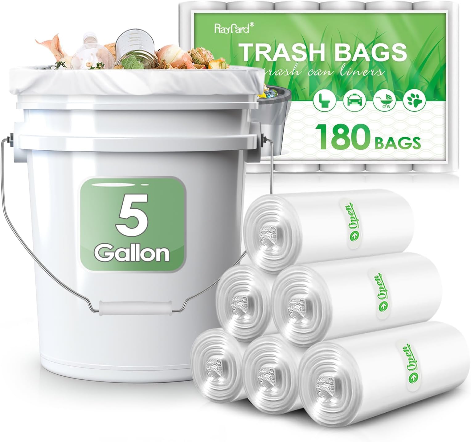 Amazon.com: Trashrac 5 gal. Trash Bags Handle Tie - 72 Count (Pack of 2 ...