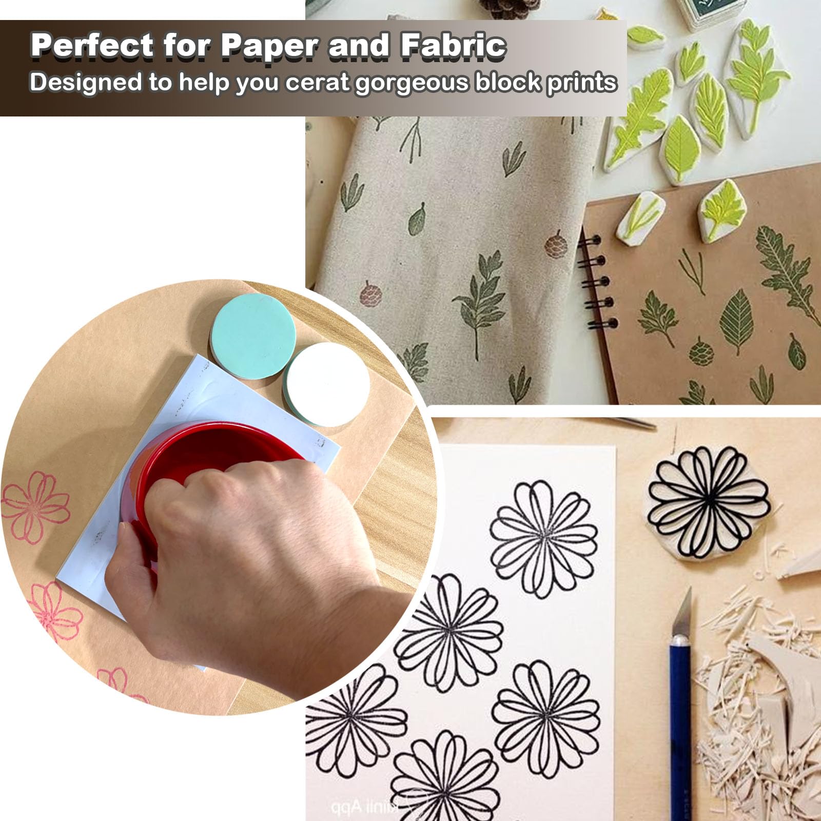 Bamboo Printing Baren 2-Pack Block Printing Barens - 4 Inch Bamboo ...