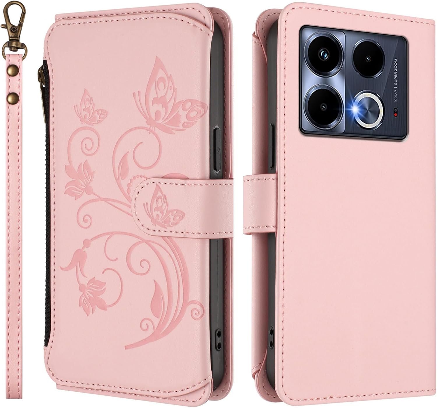 Cuero Funda para Infinix Note 40 5G Fundas Mariposa Floral PU Piel Flip ...