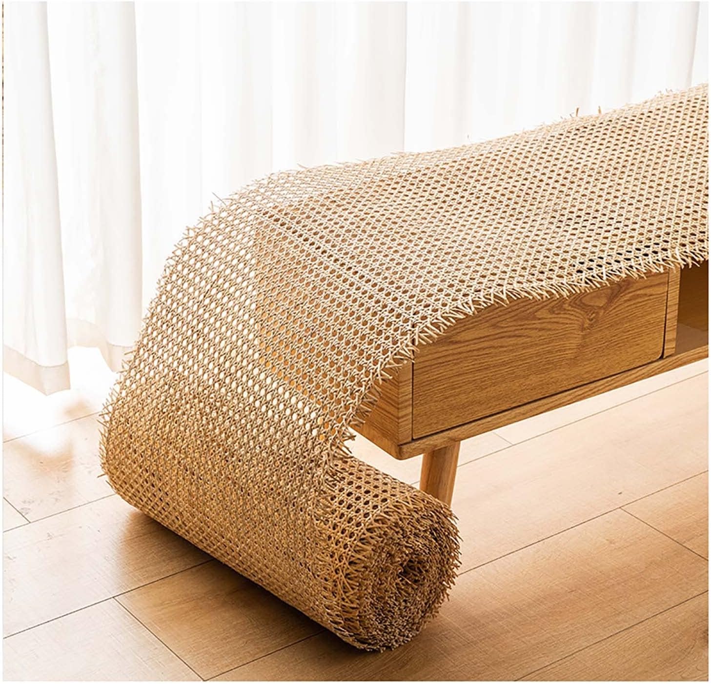 Amazon.co.jp: CruSio Natural Rattan Cane Webbing Roll, Woven Open Mesh ...