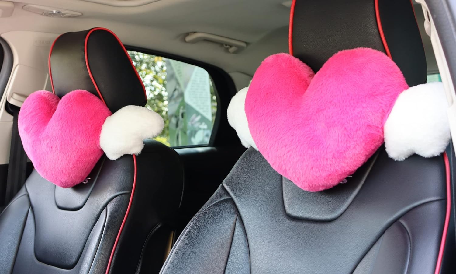 Amazon.com: 2 Pack Heart Shaped Cute Car Headrest Pillow with Angel ...