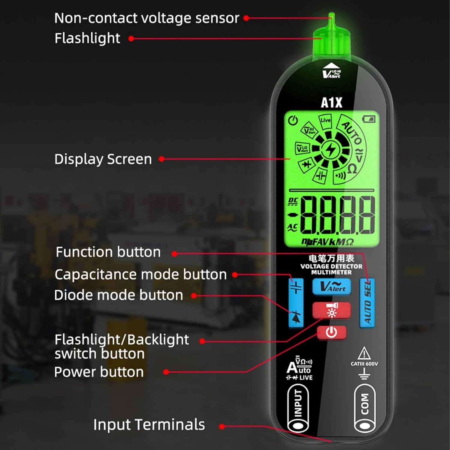 Mini multímetro digital A1X, multímetro digital recargable inteligente ...