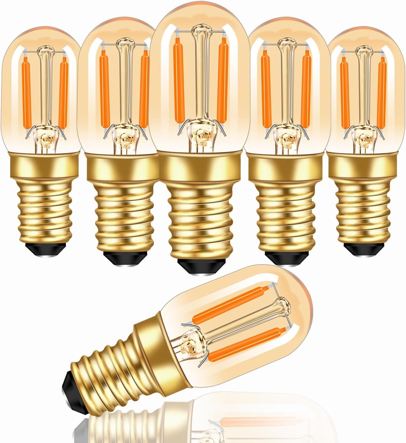 E14 1W LED Light Bulb, Amber Glass E14 Vintage Filament Small Screw ...