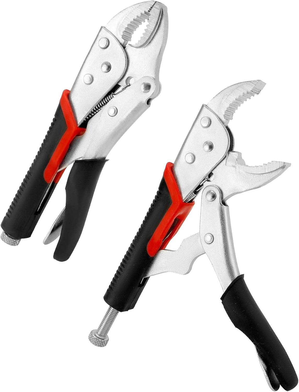 QWORK 7" Curved Jaw Locking Pliers, 2 Pack Chrome Vanadium Steel Vise ...
