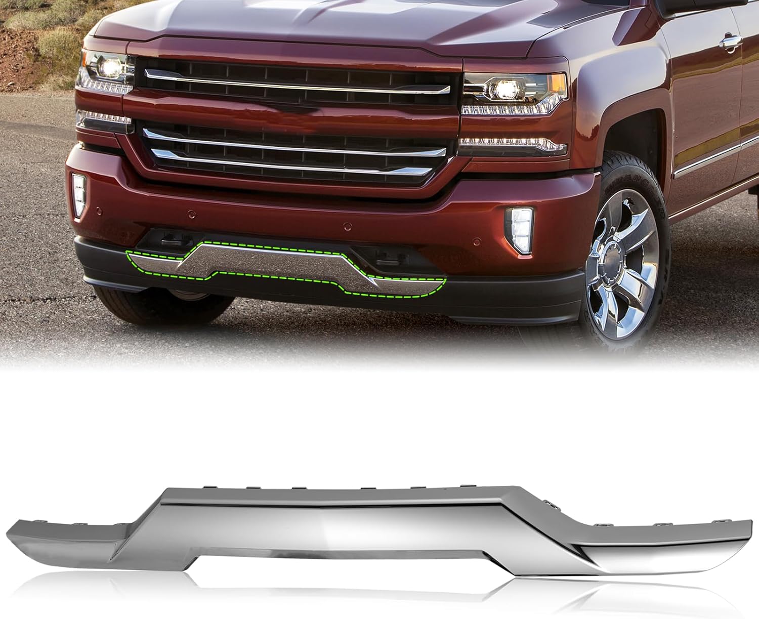 Amazon.com: Duolctrams Chrome Front Bumper Skid Plate Panel Lower Cover Face Bar Compatible with ...