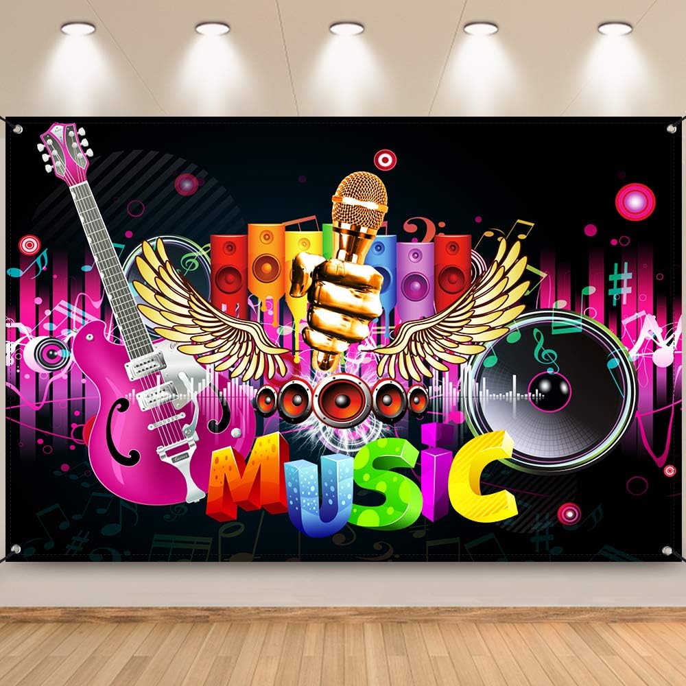 Amazon.com : Rock and Roll Party Decorations Backdrop Music Party ...