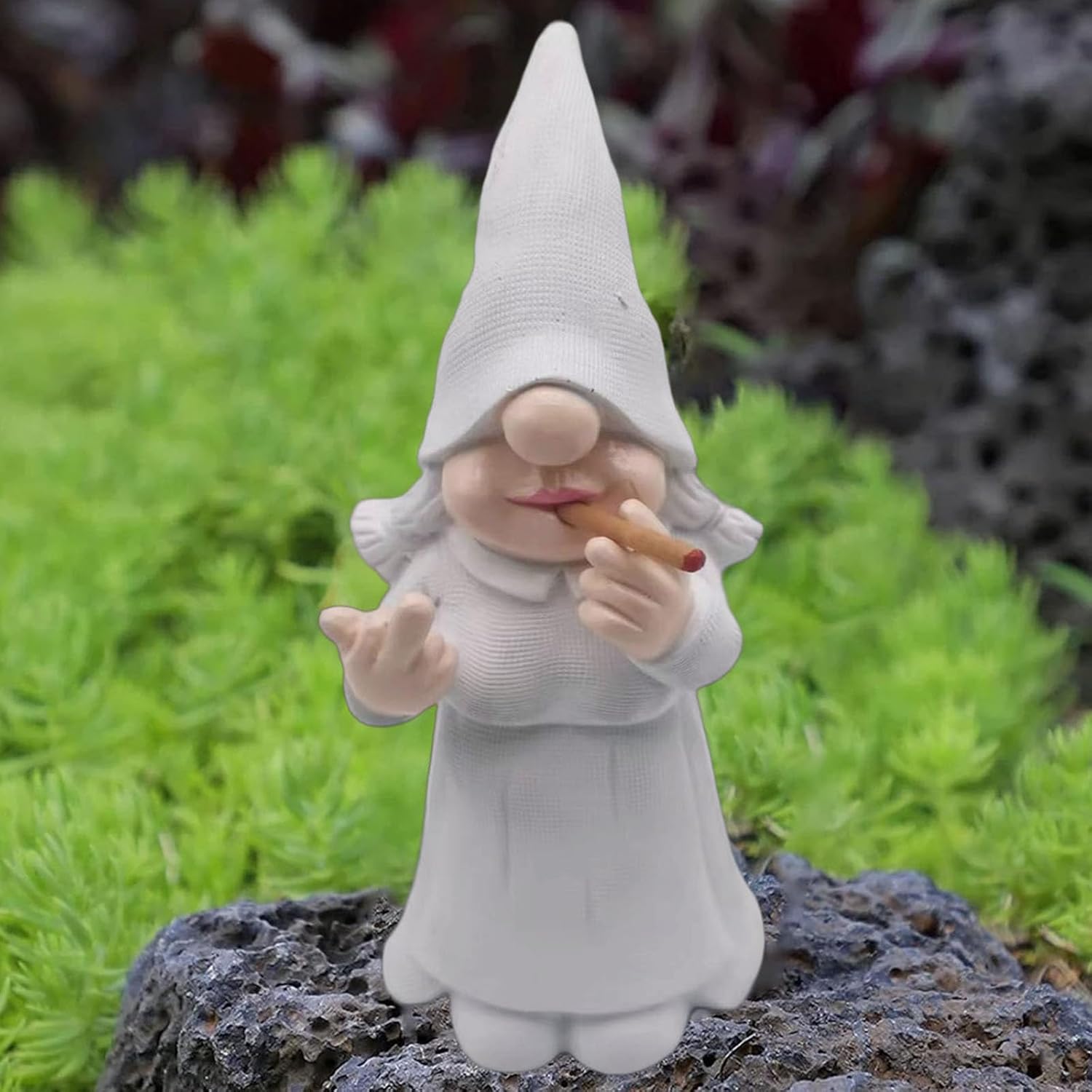 Amazon.com: MINICAR Funny Smoking Gnome Statue, 8'' H Naughty Middle ...