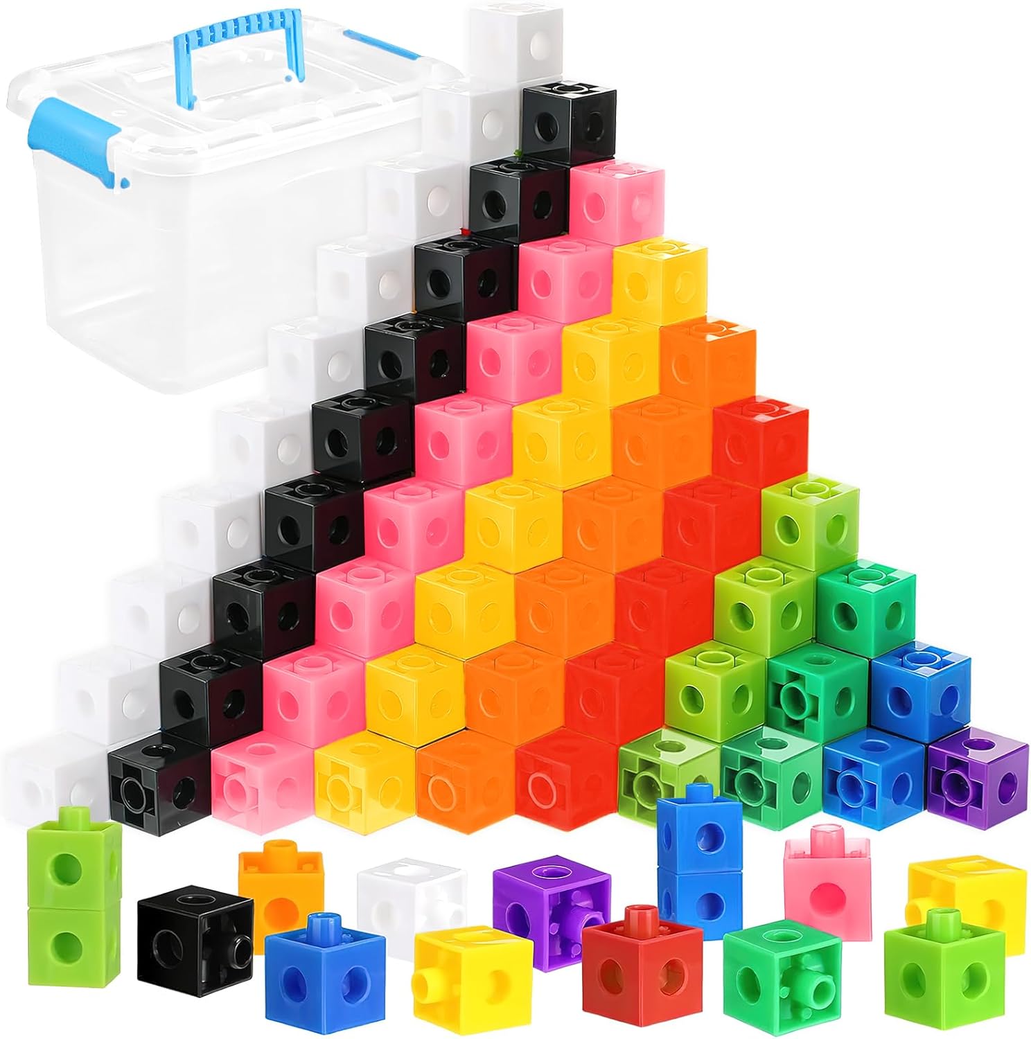 500 Pcs Math Learning Linking Cube with Storage Container Counting ...