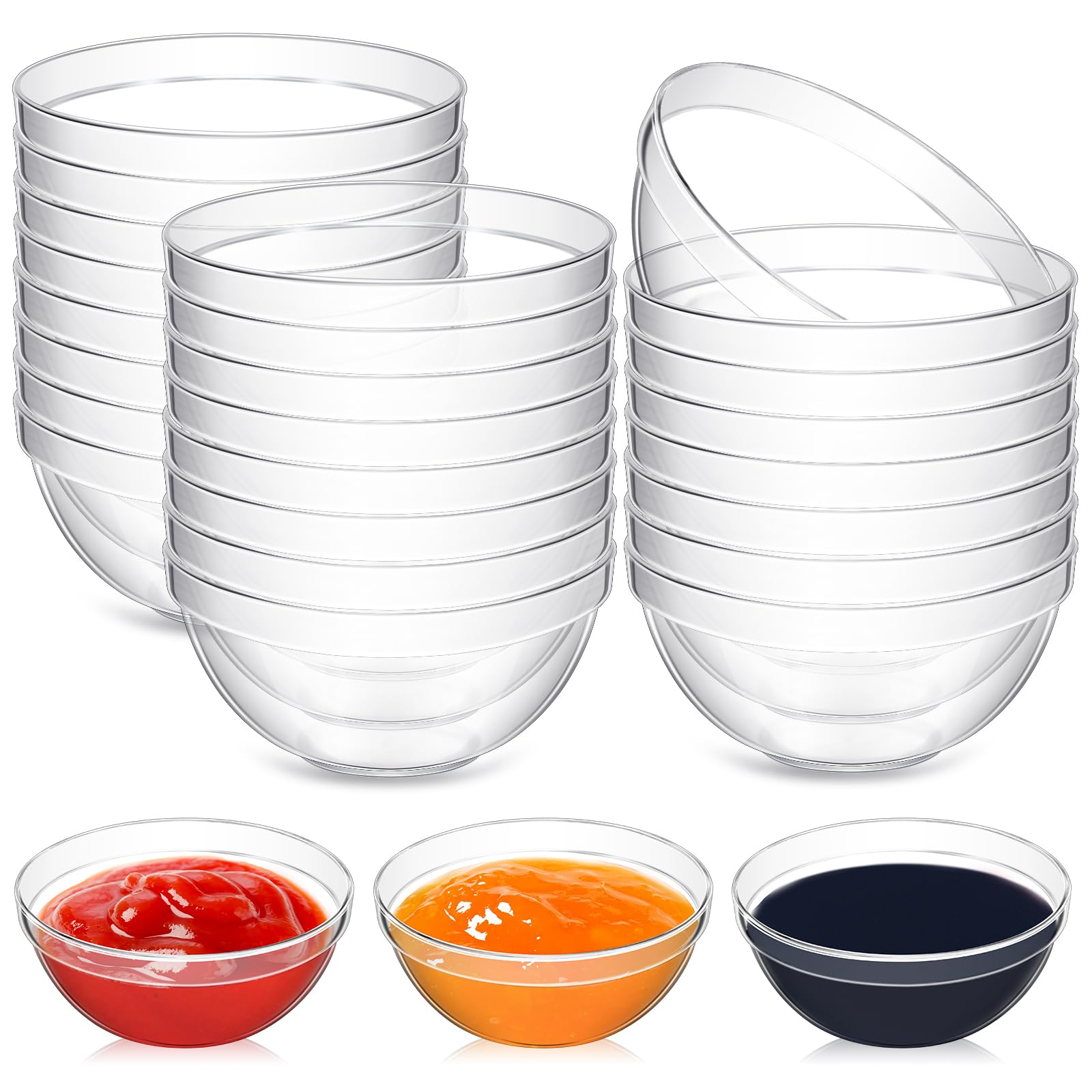 Amazon.com | Teenyyou 30 Pcs 3" 2.6 oz Small Clear Plastic Bowls Mini ...