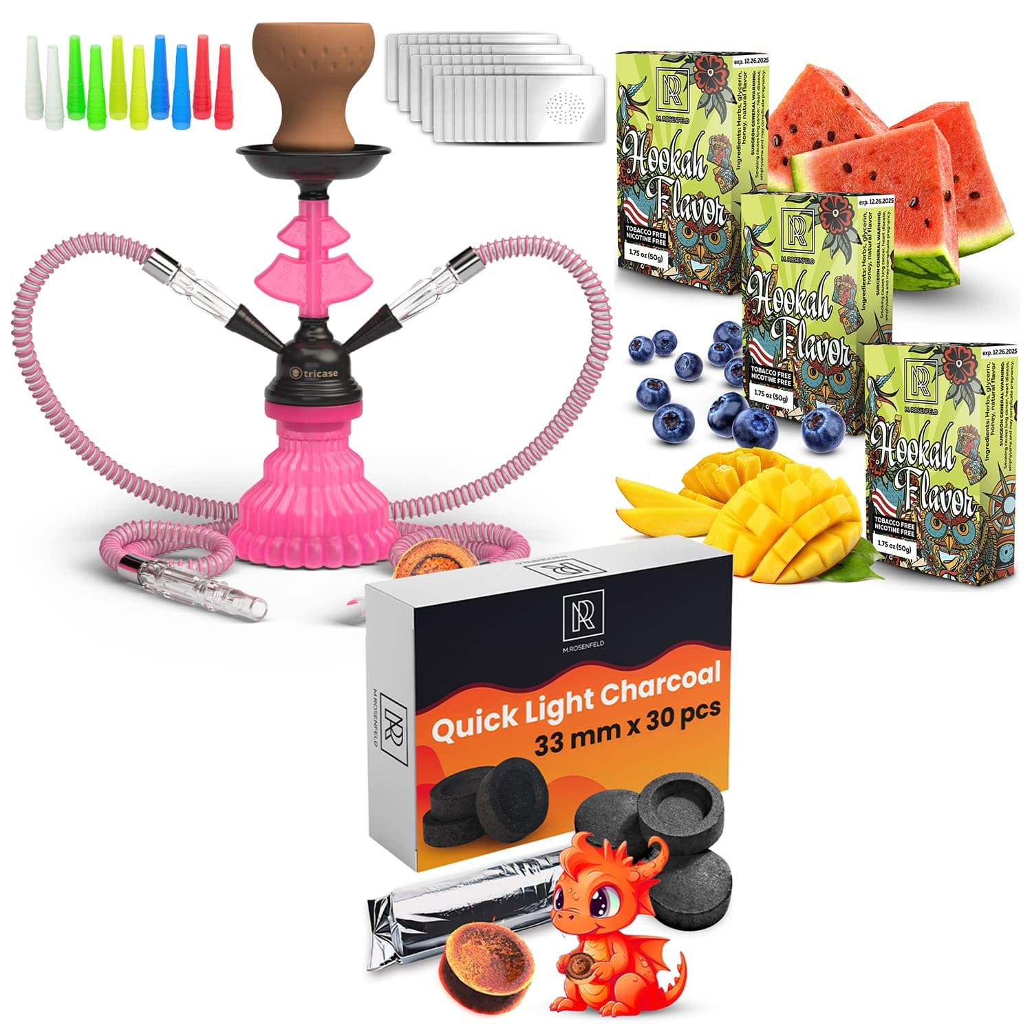 Amazon.com: Pink Hookah Set 2 Hose Hookah – LilOne 12” Pink Mini Hookah ...