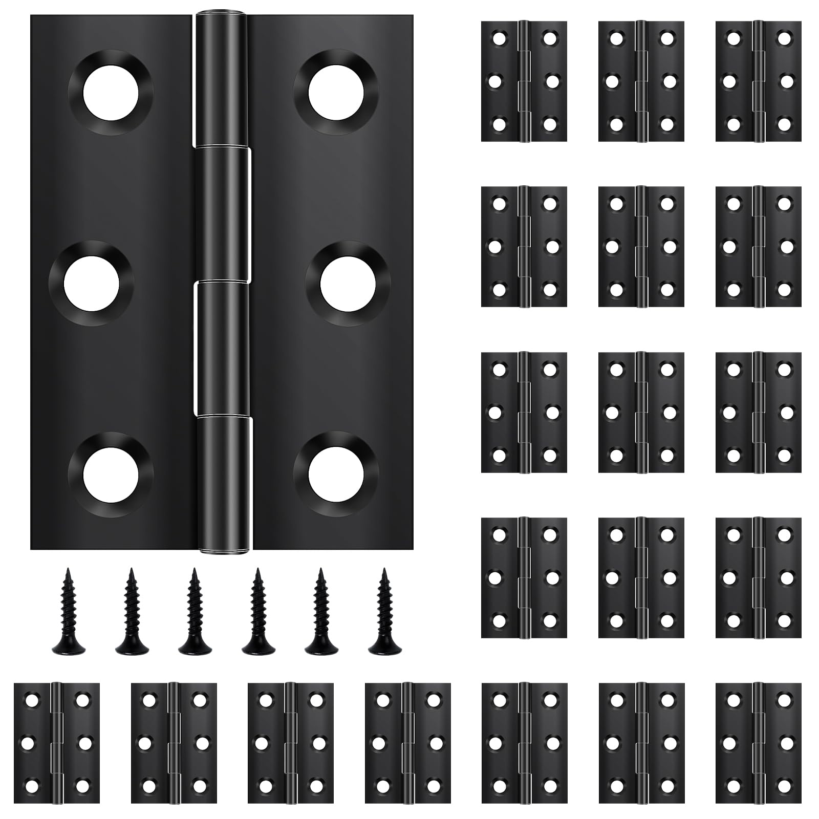 Buy Yeepeo Pack of 20 Hinges Foldable 44 mm x 31 mm, Black Stainless ...