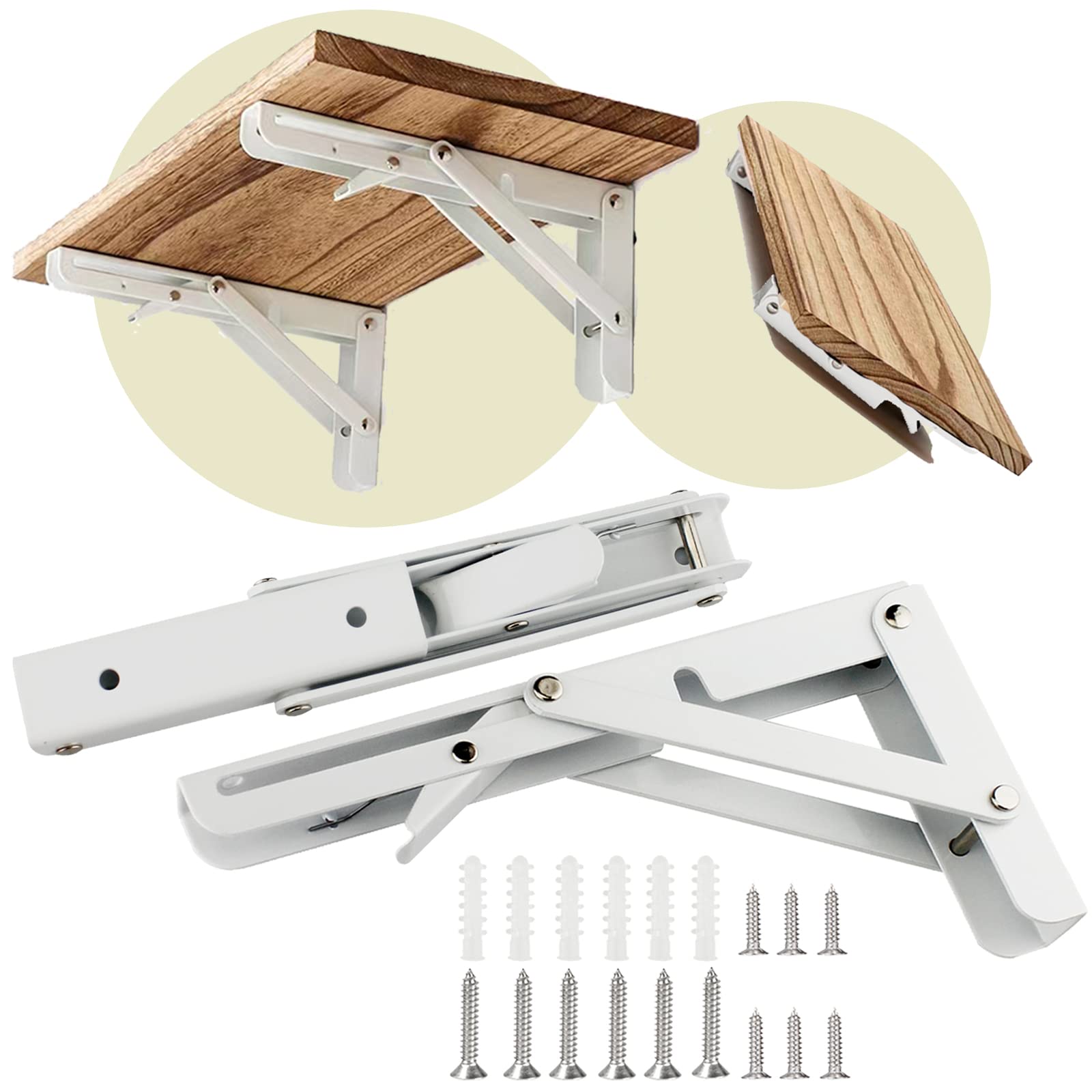 Buy Folding Shelf Brackets 14 Inch - COCIVIVRE Wall Table Brackets ...