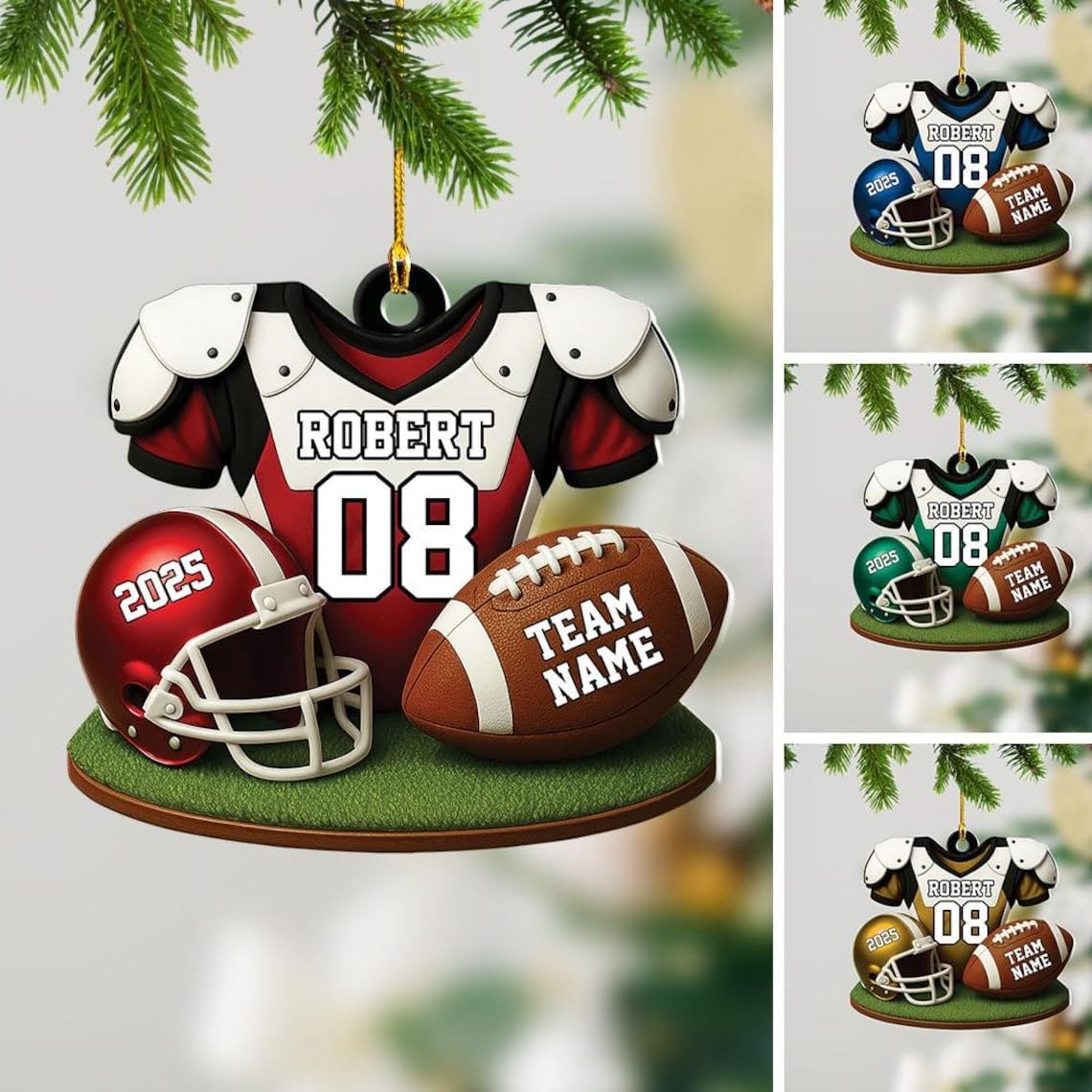 Amazon.com: American Football Christmas Ornament, Custom Football ...