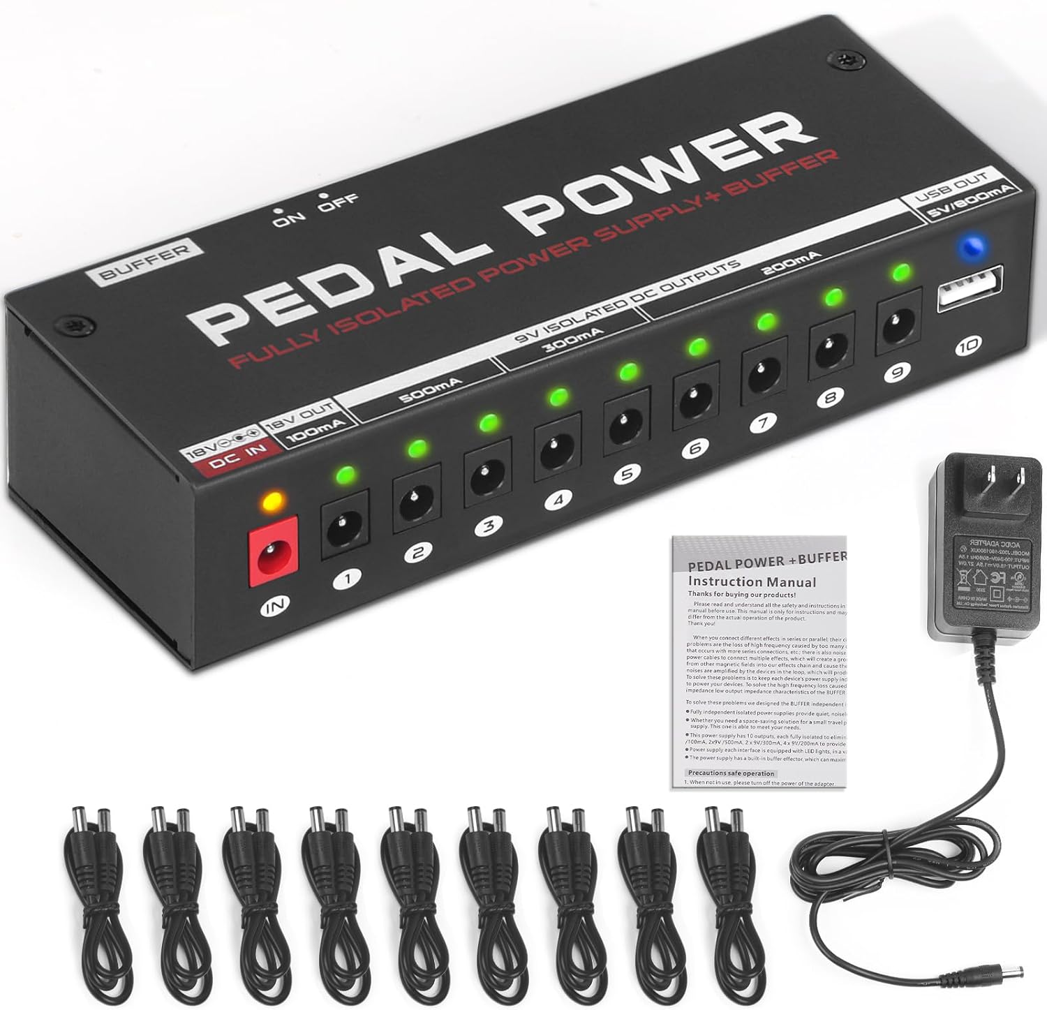 Amazon.com: AKLOT Guitar Pedal Power Supply,Actually Fully Isolated ...