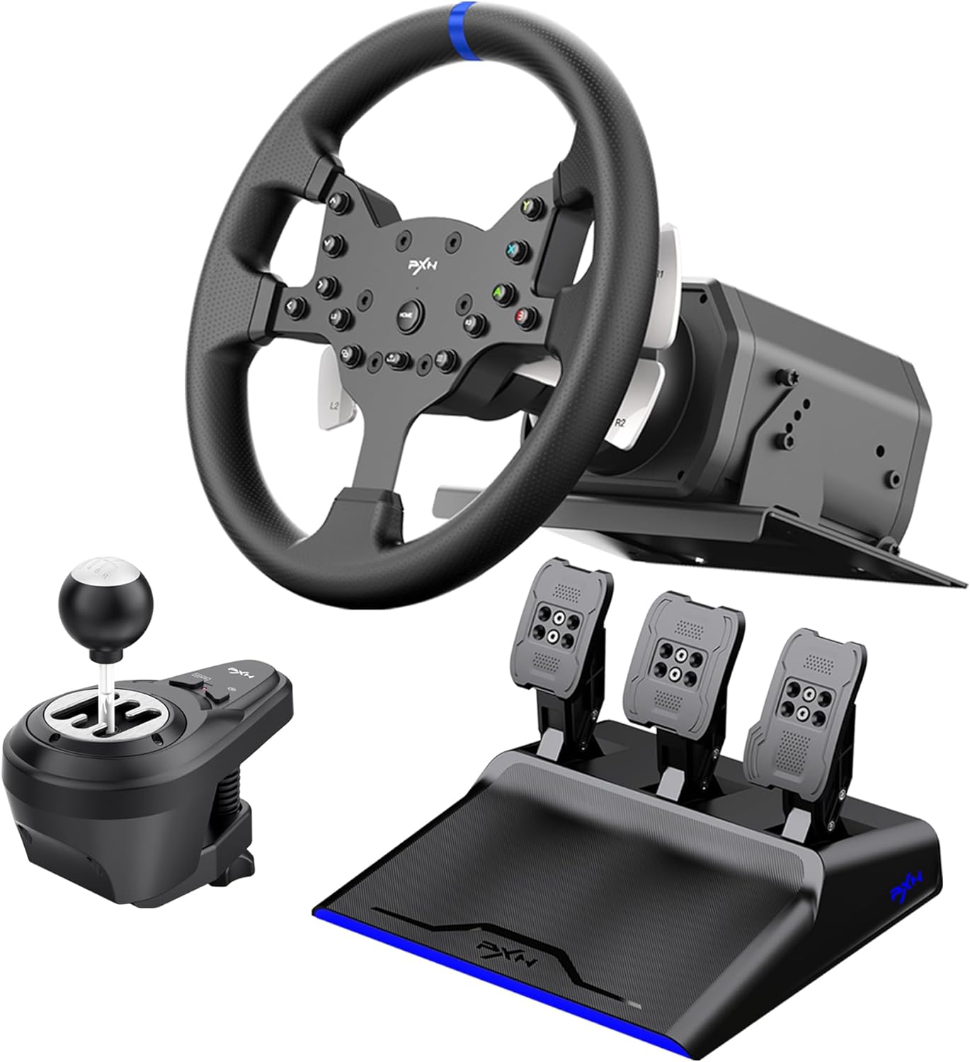 PXN V99 PC Racing Wheel with Pedals and Shifter, 3NM Force Feedback ...