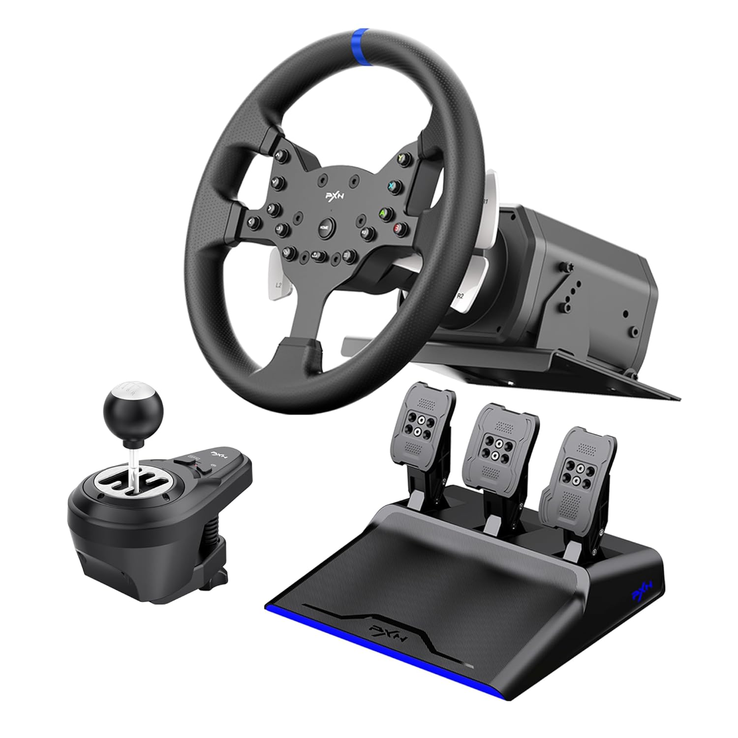 Amazon.com: PXN V99 PC Racing Steering Wheel with Pedals and Gear ...