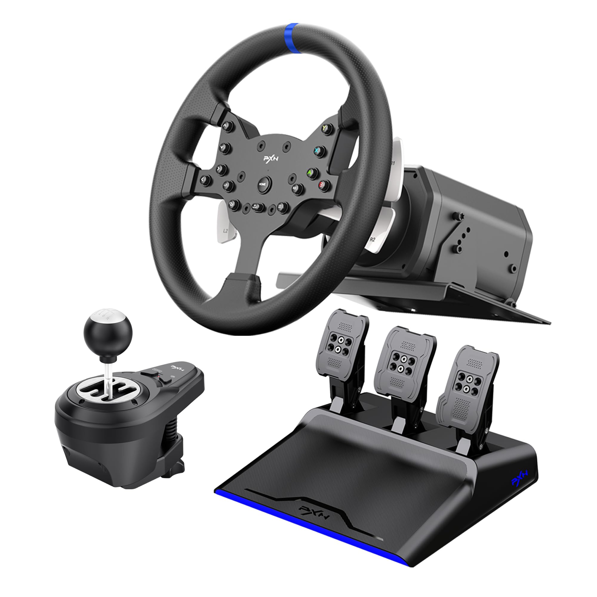 PXN V99 PC Racing Wheel with Pedals and Shifter, 3NM Force Feedback ...