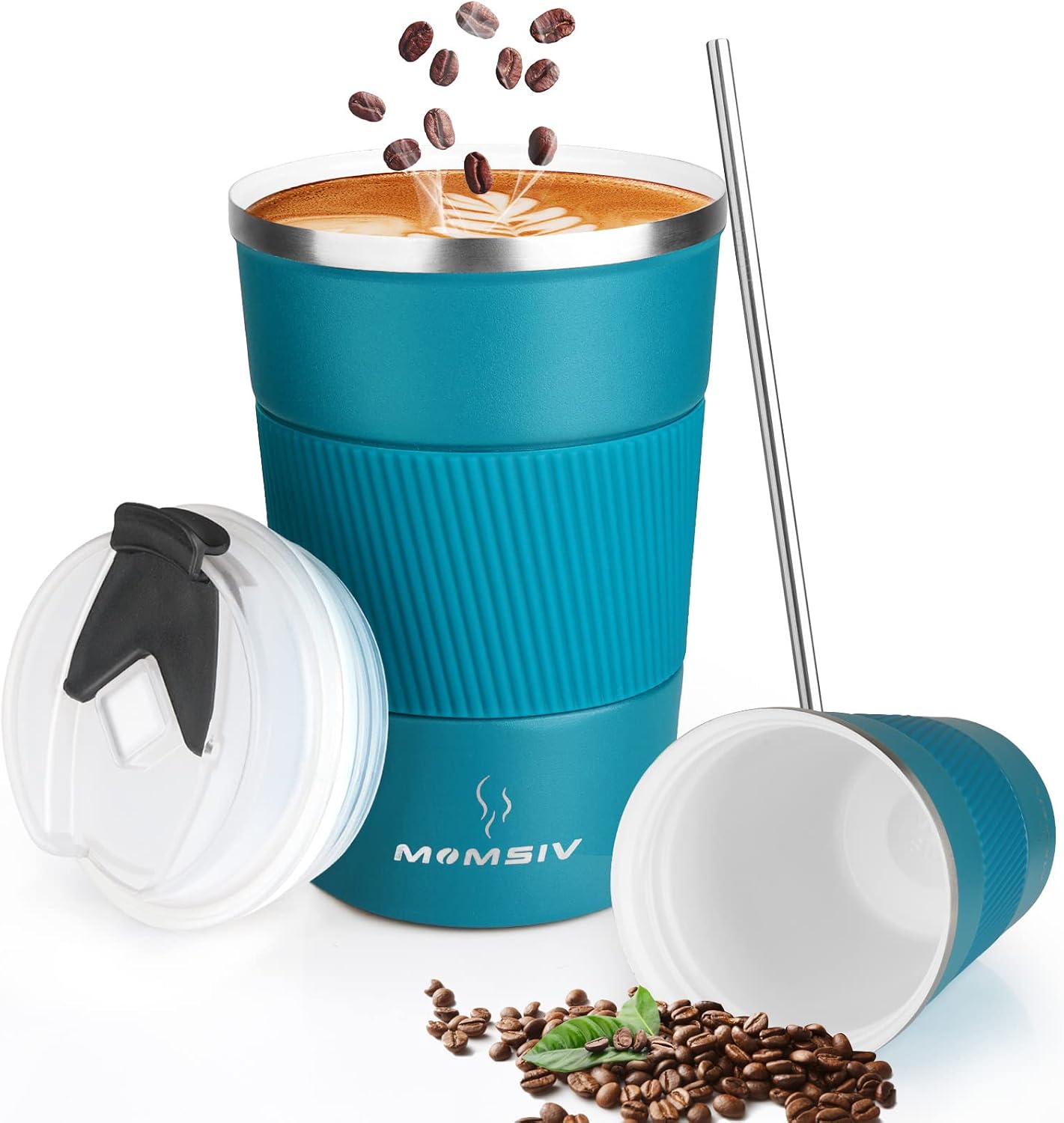 Amazon.com | MOMSIV Reusable Coffee Cup, 13oz Coffee Travel Mug with ...