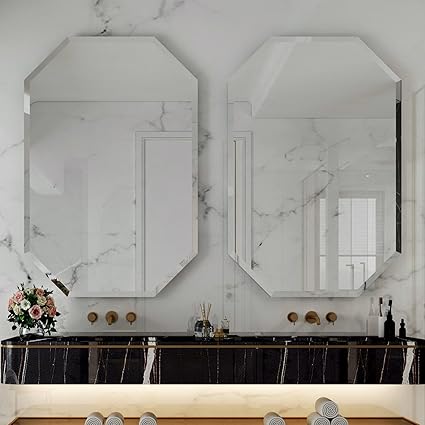 Amazon.com: Chende 2PCS Bathroom Wall Mirror, 24" x 36" Large Frameless ...