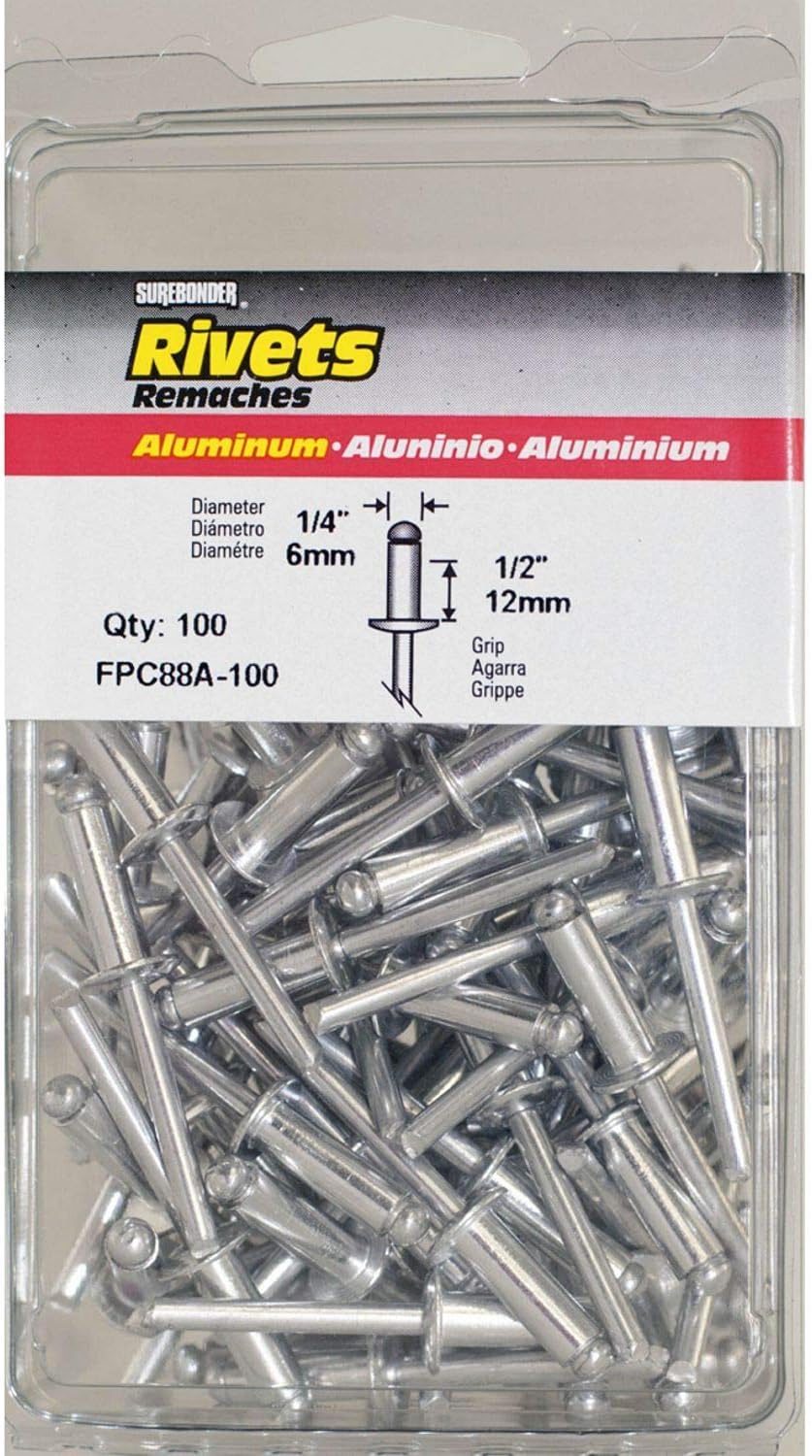Surebonder FPC88A-100 1/4-Inch Aluminum Long Rivets, 100 Per Box, Blind ...