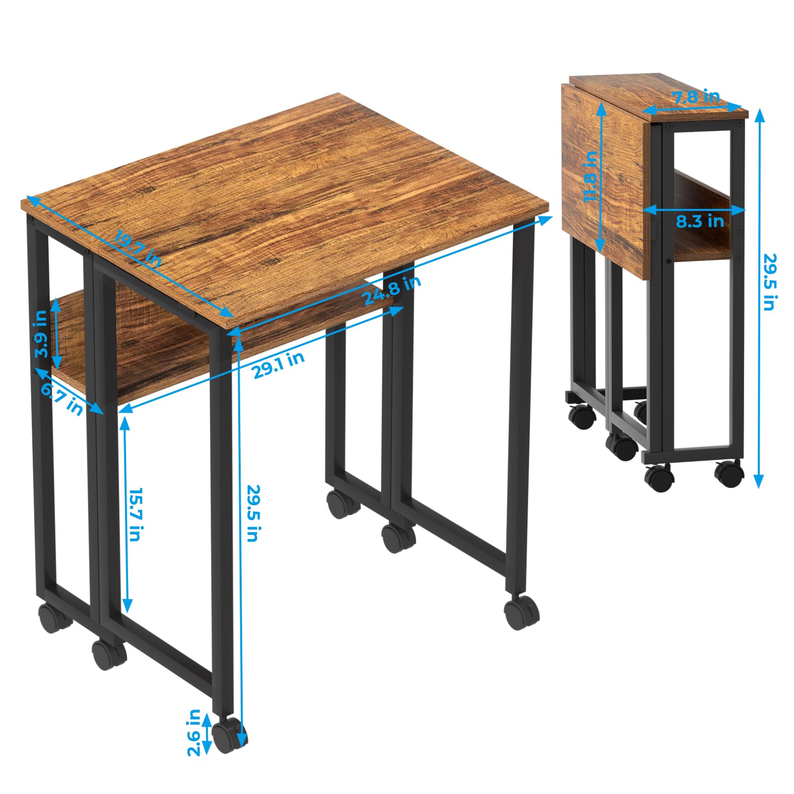 Rolling Folding Table With Wheels Versatile Folding Table, Mobile