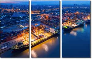 Amazon.com: 3 Panel Framed Wall Art Container Ship for Bedroom Living ...
