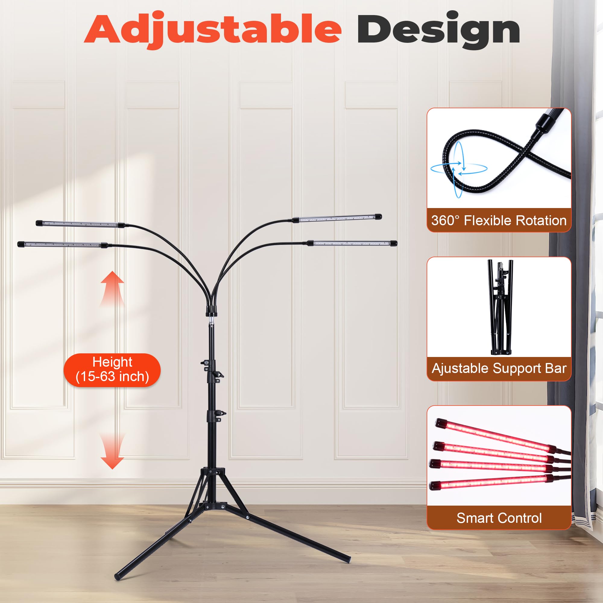 Snapklik.com : OneBlis Red Light Lamp For Face And Body, 4 Heads 120 ...