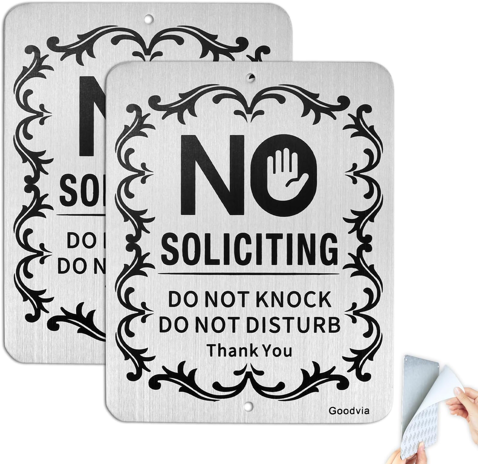 Goodvia No Soliciting Metal Sign for Home and Business, Pack of 2 ...