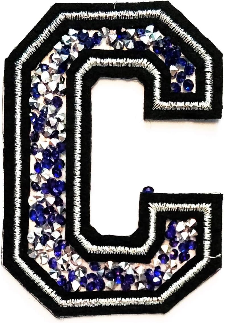 Amazon.com: Letter C Patch Blue Crystal Diamond Patch Letter Patches ...