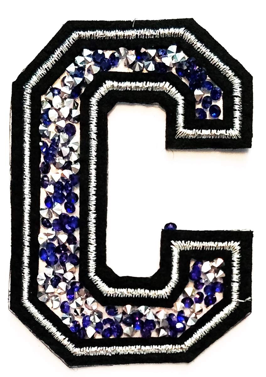 Amazon.com: Letter C Patch Blue Crystal Diamond Patch Letter Patches ...