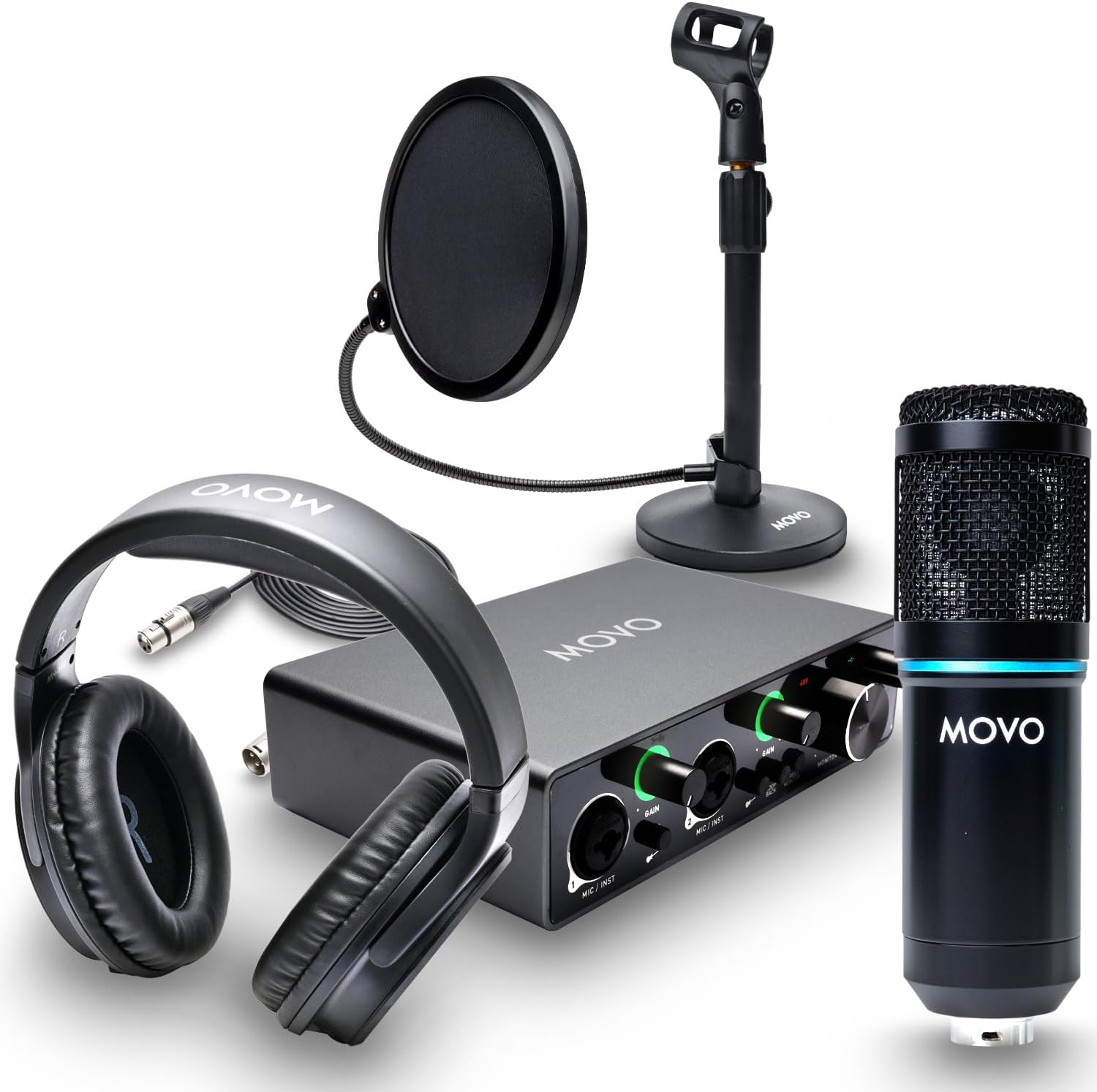 Amazon.com: Movo PodPakT Universal Cardioid Condenser Microphone Kit ...