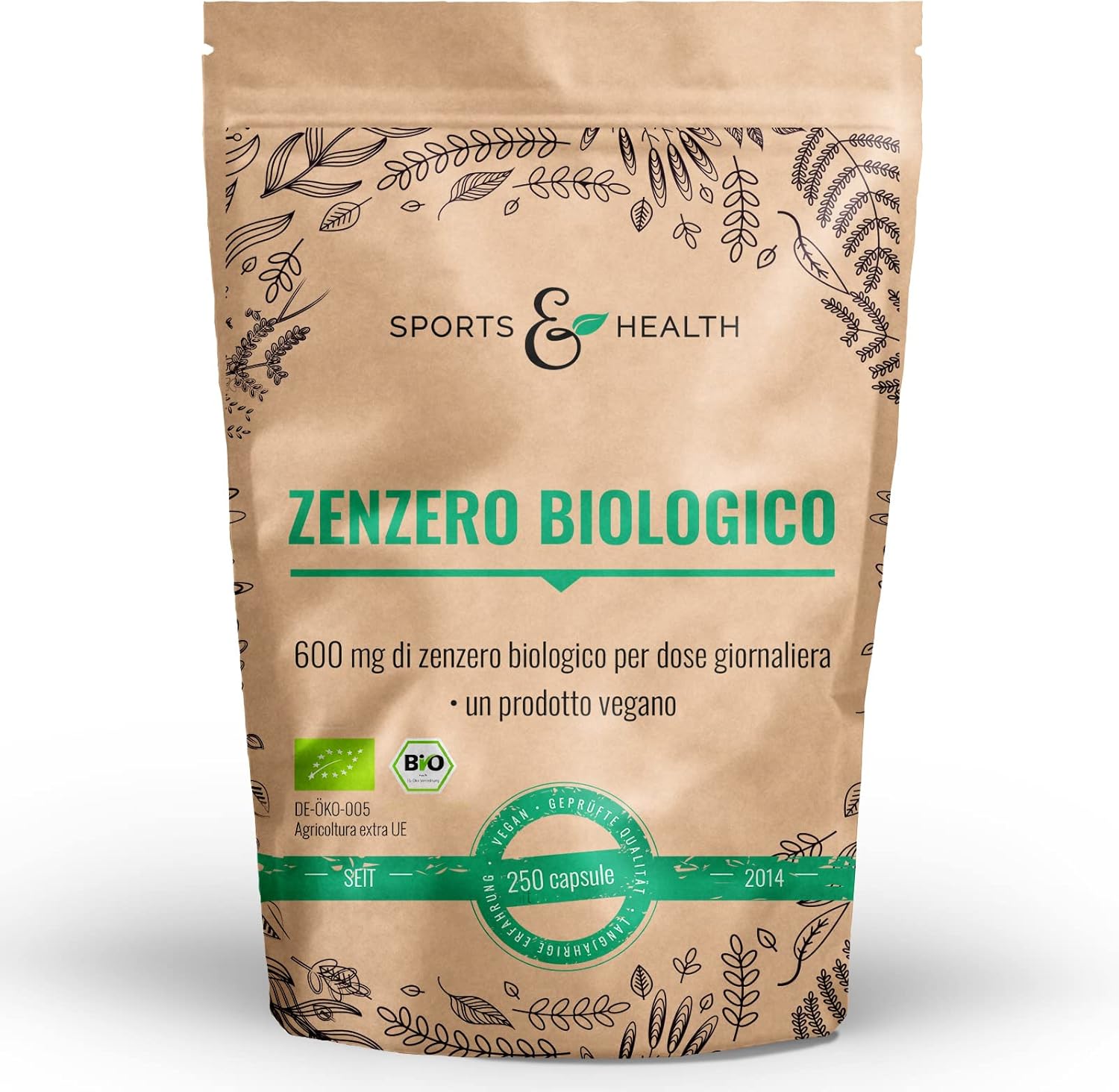 Capsule di zenzero – BIOLOGICO – 250 capsule ripiene di zenzero bio ...