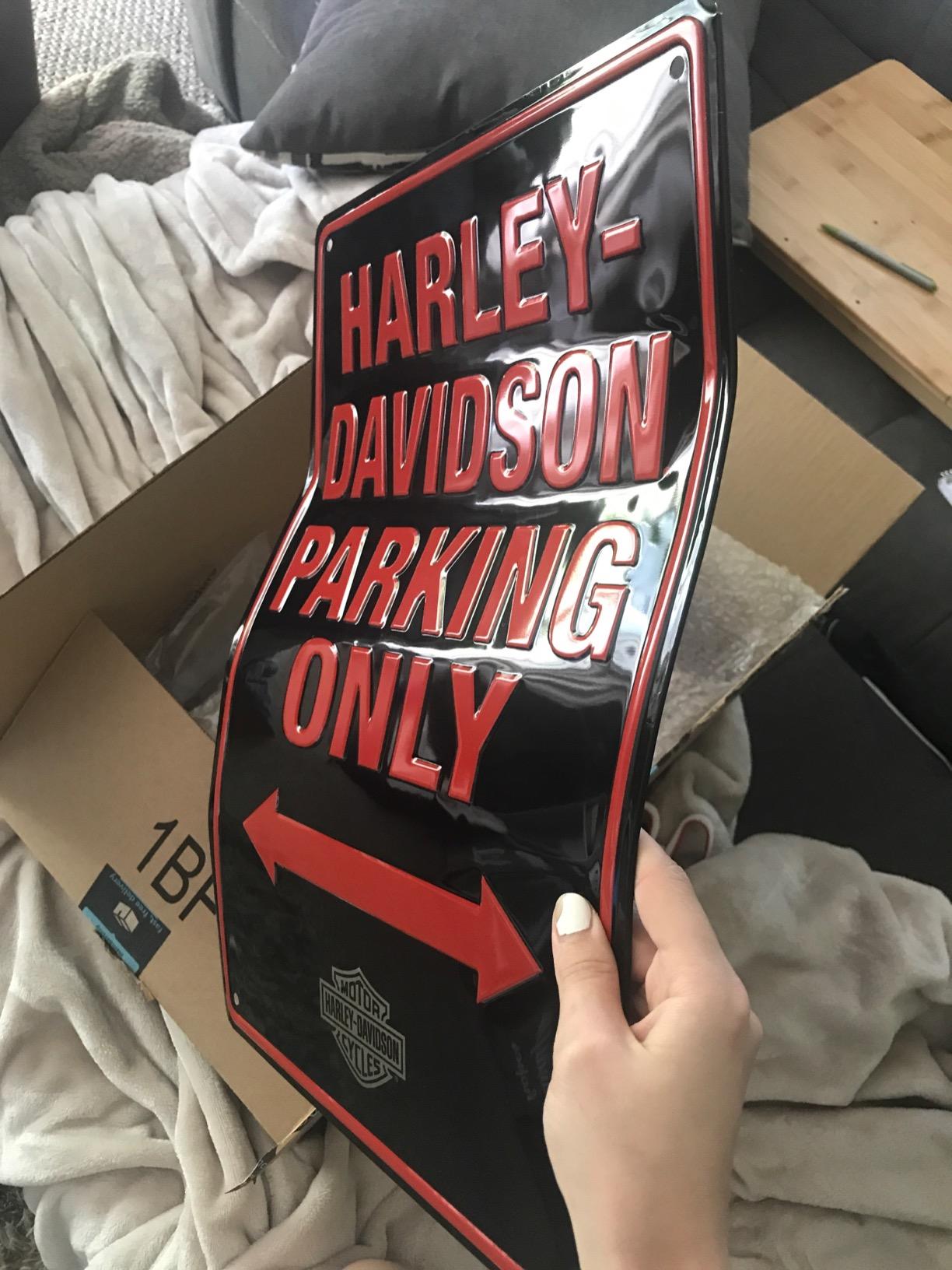 Amazon.com: Harley-Davidson Tin Sign, H-D Embossed Parking Only Sign ...