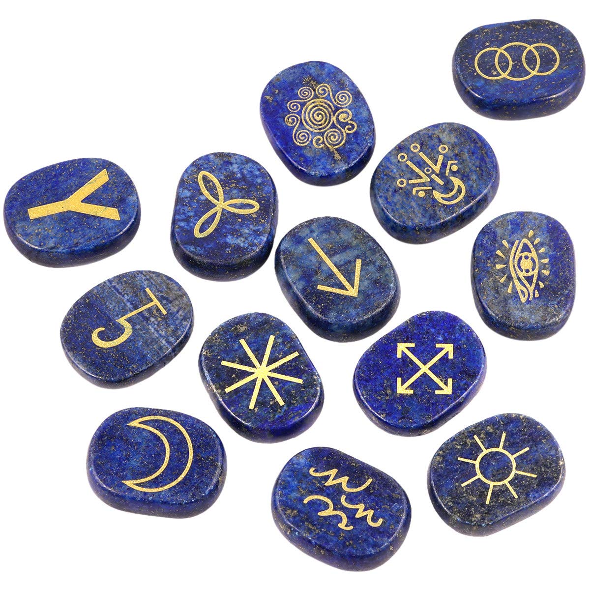 Snapklik.com : Mookaitedecor Lapis Lazuli Witches Runes Set Of 13 ...