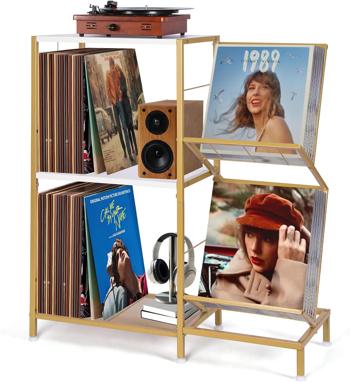 Amazon.com: HYCFYJR Record Player Stand with Vinyl Record Storage ...