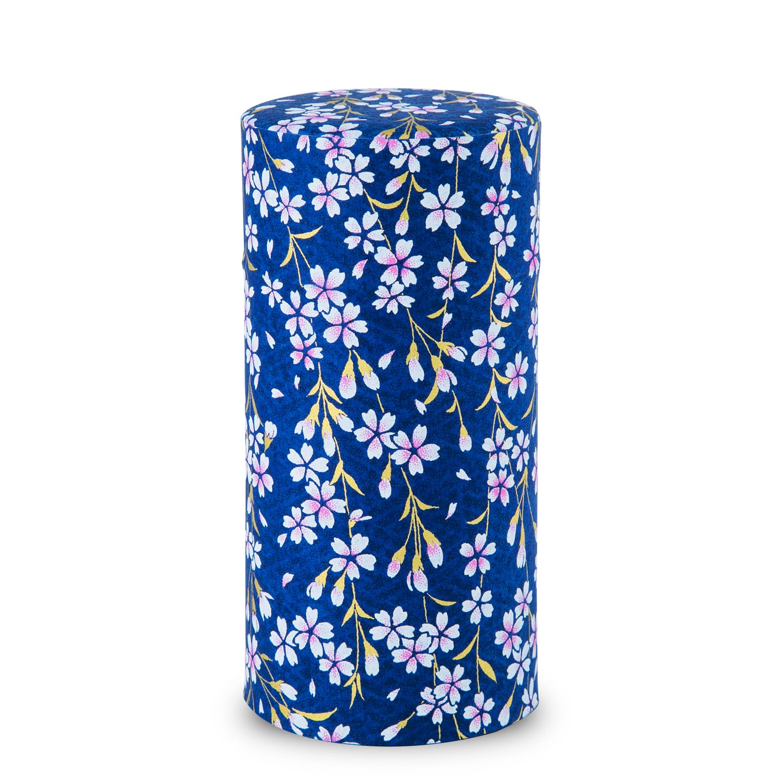 Amazon.com: Japanese Tea Canister Tin (Yuzen Washi Paper - Sakura of Kyoto/Navy), 7.06oz Size ...