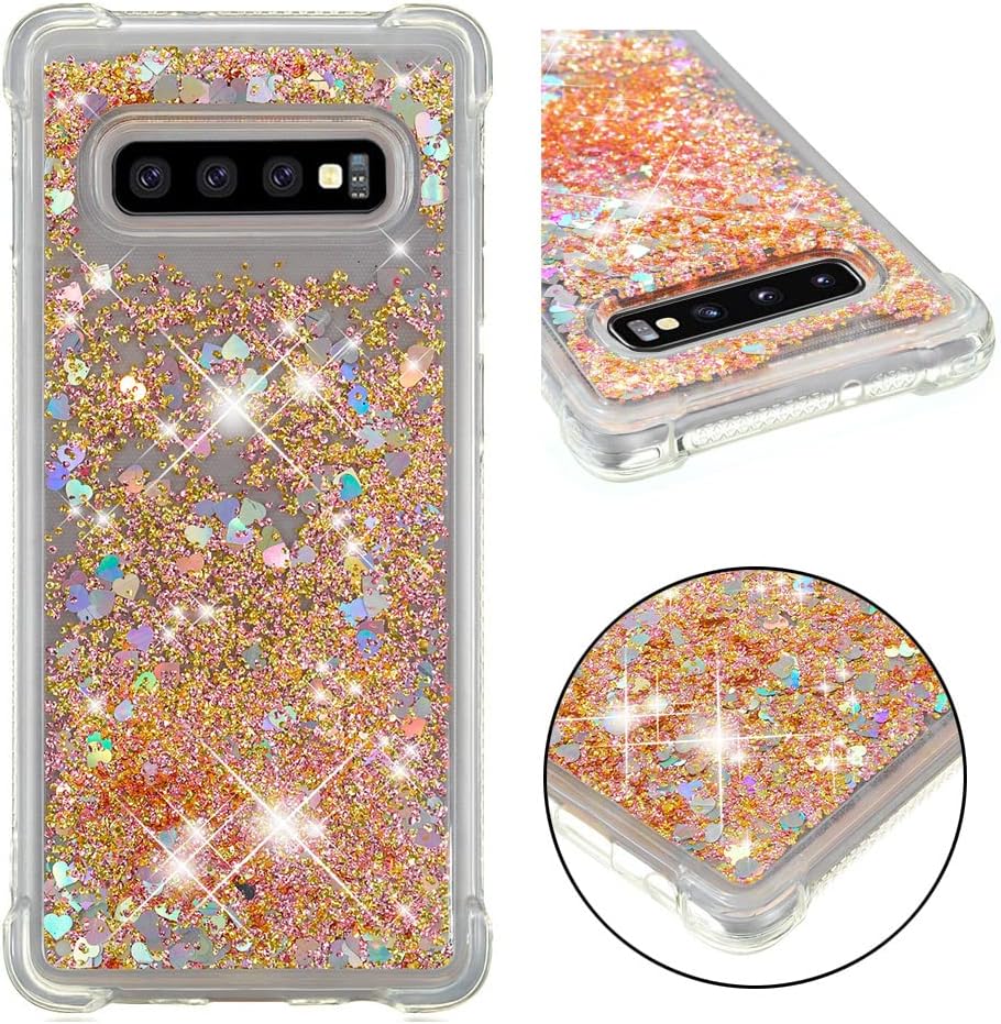 Amazon.com: QIVSTARS Compatible with Galaxy S10+ Plus Case, Glitter Case Bling Sparkle Liquid ...