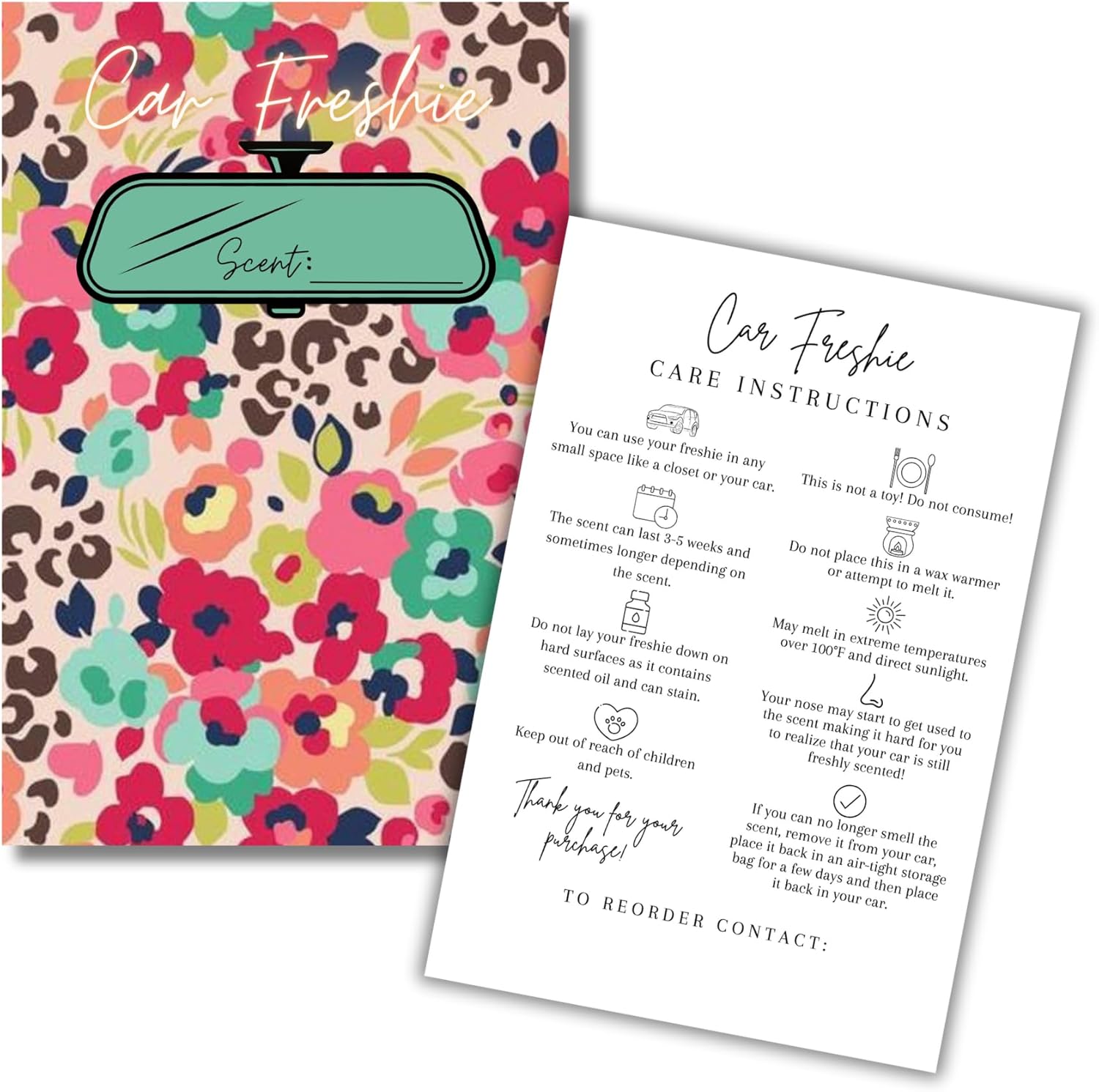 Amazon.com : Car Freshie Insert Cards | 50 pk 4x6” Boho Floral Retro ...