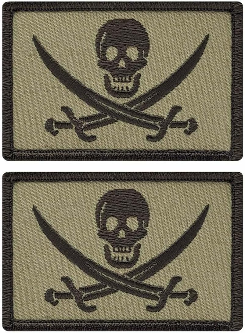 Amazon.com: Calico Jack Jolly Roger Skull Swords Pirate Flag Patch ...
