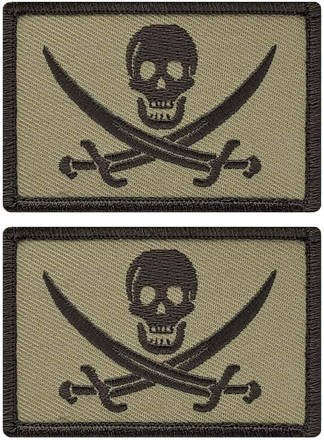 Amazon.com: Calico Jack Jolly Roger Skull Swords Pirate Flag Patch ...